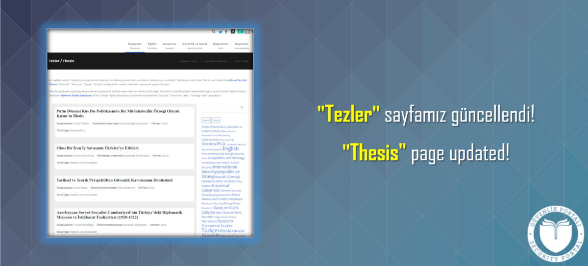 Tezler Sayfası Güncellendi! - Güvenlik Portalı